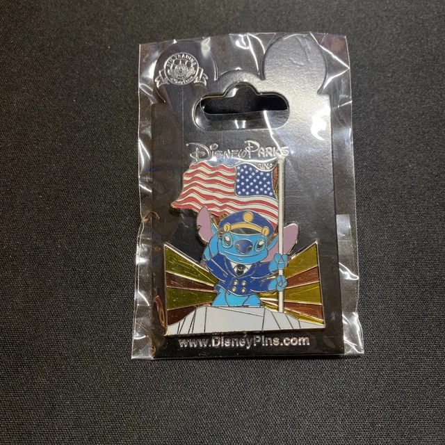 DISNEY LILO & Stitch Patriotic Stitch In Uniform Saluting American Flag ...