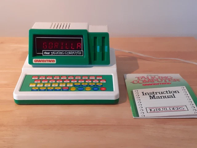 VINTAGE GRANDSTAND FIRST Talking Computer Toy Keyboard Retro Speaks SEE ...