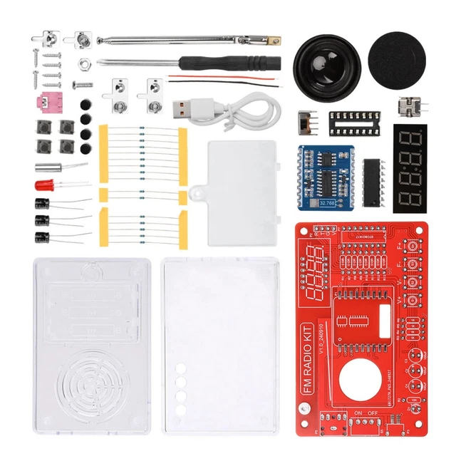 RDA5807 FM RADIO DIY Soldering Kit 87-108MHz with Bass Enhancement & LED Display $18.49 ...