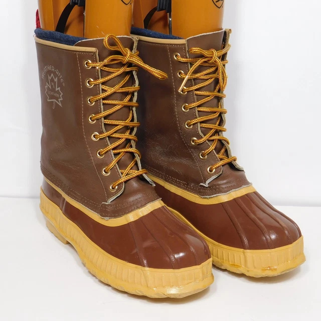 WEATHER-RITE WOOL LINED Steel Shank Brown Rubber Leather Lace Up Canada ...