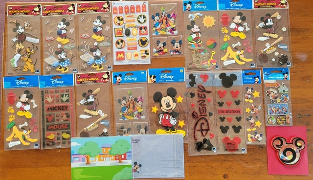 DISNEY MICKEY MOUSE Vintage Scrapbook Stickers Lot Pockets 3D ...