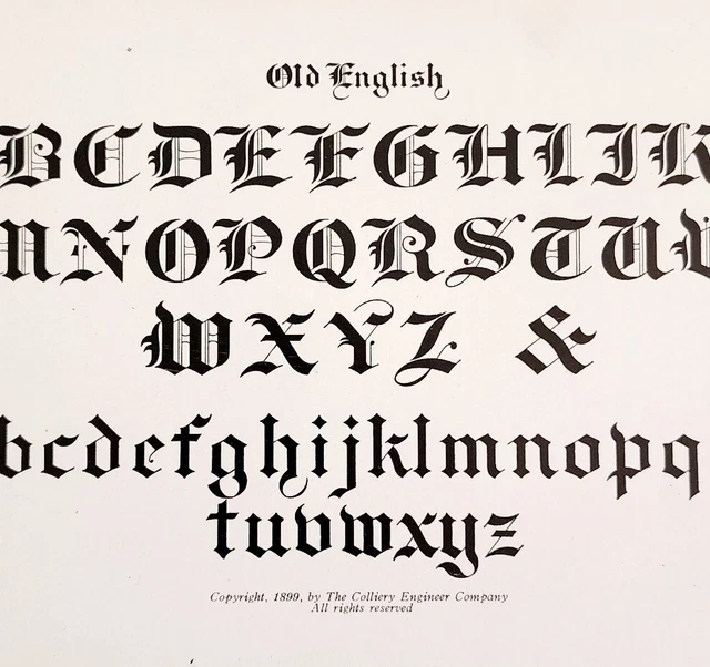 OLD ENGLISH FONT Example 1899 Victorian Craft Supply Art Drawing ...
