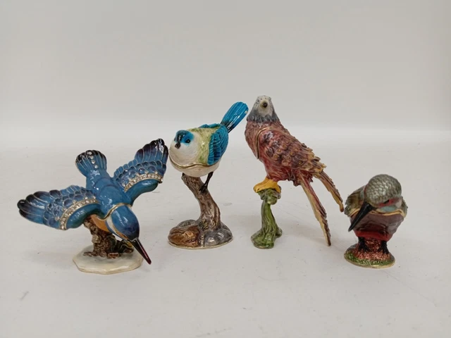 4PC HIDDEN TREASURES Trinket Boxes Bird Bundle Hawk,Blue Bird ...