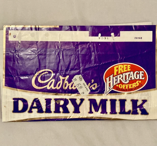 VINTAGE CADBURYS DAIRY Milk Chocolate Bar Wrapper 1987 £0.99 - PicClick UK