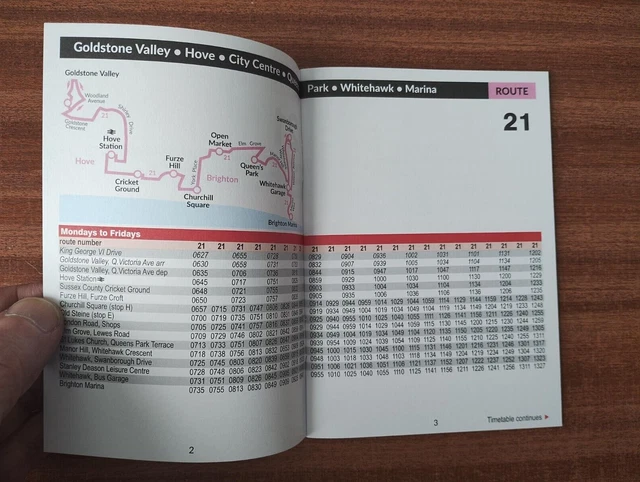 BRIGHTON & HOVE Buses July 2024 Route 21 bus timetable booklet £1.25 ...