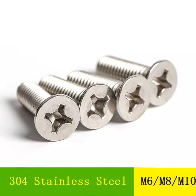 M6 M8 M10 Countersunk Head Machine Phillips Screws 304 Stainless Steel