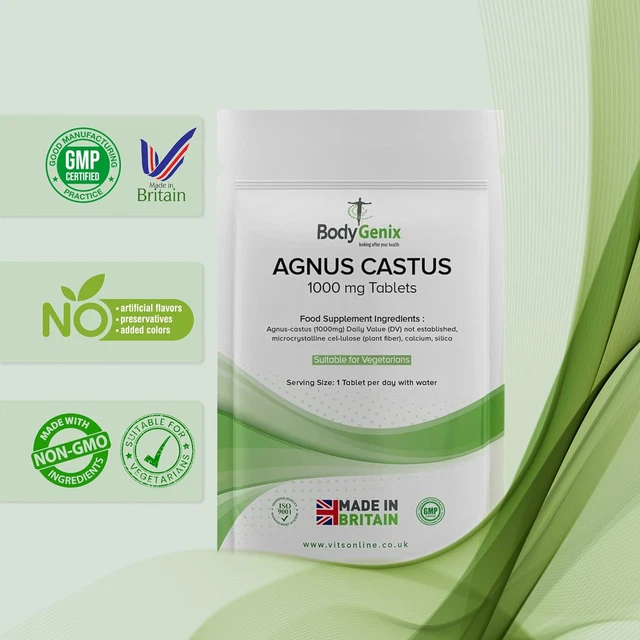 BODYGENIX AGNUS CASTUS Tablets - 1000Mg Menstrual Cramps Relief ...