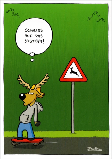 CARTOON-POSTKARTE RALPH RUTHE "Scheiss auf das System!" EUR 1,29 - PicClick DE