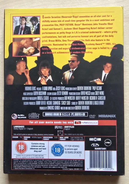 PULP FICTION 1994 DVD-NEW SEALED! With Slipcover Quentin Tarantino John ...