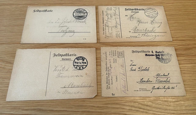 WW1 GERMAN SOLDIERS Postcard Letters x 4. 1914 & 1915. Infantry ...