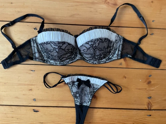 BEAUTIFUL LA SENZA Lace And Satin Effect Bra And G String Set 32D £8.64 ...
