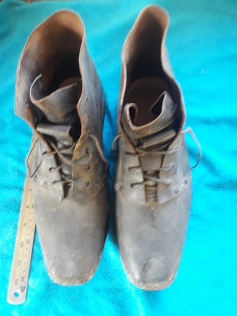 EARLY 20TH CENTURY Wooden Sole Miners Clog Boots +Pick c.1910s–20s Prop ...