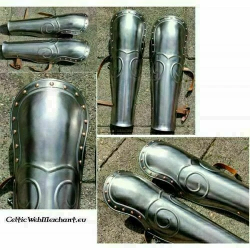 MEDIEVAL GLADIATOR GREAVES Full Leg Guard Armor Knight Crusader Costume ...