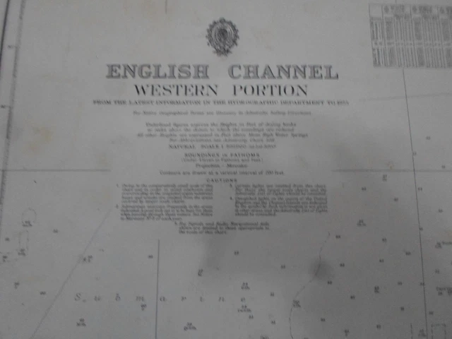 NAUTICAL CHART MAP. ENGLISH CHANNEL, WESTERN PORTION. ENGLAND. 1972 ...