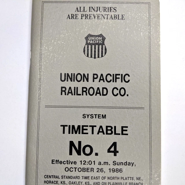OCT 1986 UNION Pacific Railroad Employee Timetable Train Station System ...