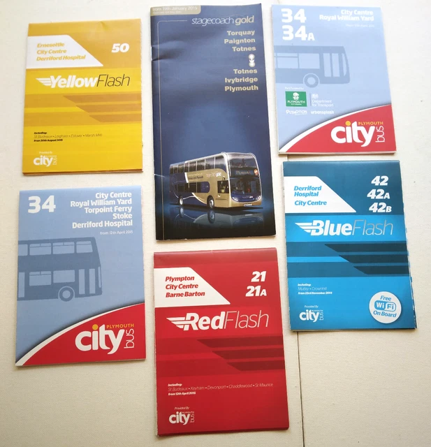 6 X JOBLOT bus and coach timetables & maps Plymouth city Devon ...