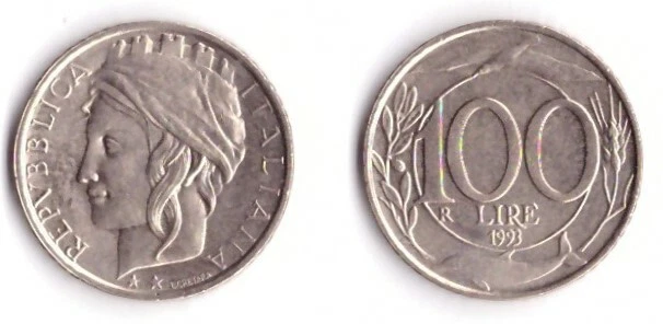1993 ITALIA LIRE 100 Italia Turrita Fior di Conio Unc EUR 1,00 - PicClick IT