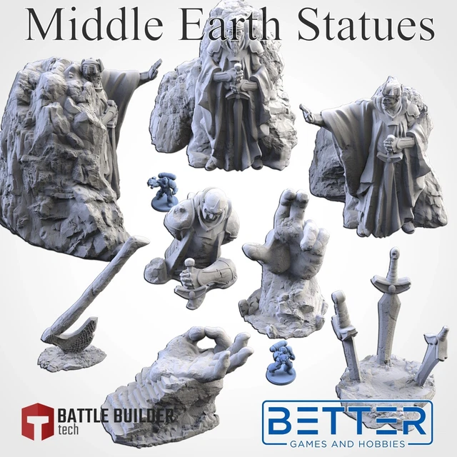 MIDDLE EARTH STATUES 28-32mm Scale 3d printed Tabletop Terrain Scenery ...