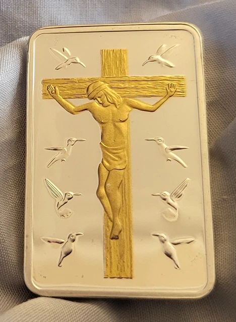 JESUS 10 COMMANDMENTS Gold Silver Bar Cross Xmas Ingot God Easter ...