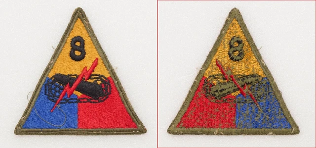 PATCH 8TH ARMORED Division original US ARMY WWII (rare green back ...