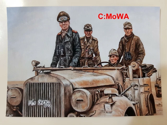 POSTKARTE (GFM ROMMEL mit Gefechtsfahrer), Wehrmacht, Rommel ...
