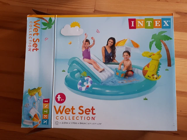 INTEX KINDER POOL aufblasbares Planschbecken mit Rutsche Wasserfontäne ...