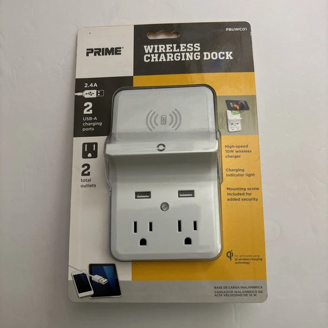 PRIME WIRELESS CHARGING Dock, Model# PBUWC01 Wall Mount Outlet Cover ...