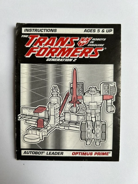 VINTAGE G2 HASBRO Transformers Optimus Prime Instruction Booklet 1992 ...