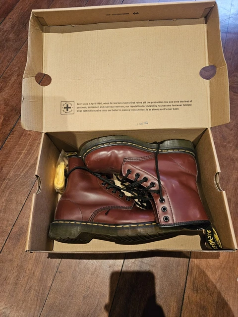 DR. MARTENS 1460 | Cherry RedLeather Combat Ankle Boots Lace-Up (UK 4 ...