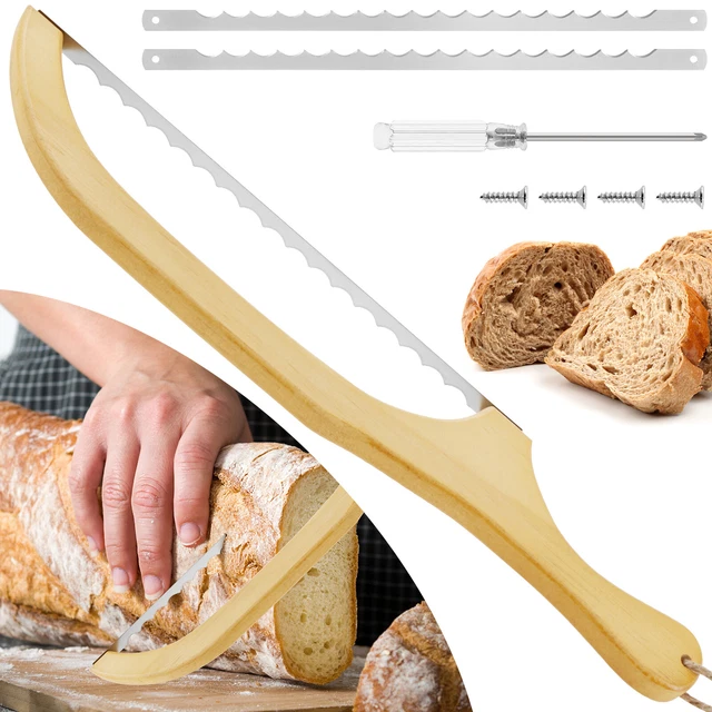 BREAD CUTTER SERRATED Bagel Cutter Wooden Bread Bow CutterSourdough ...