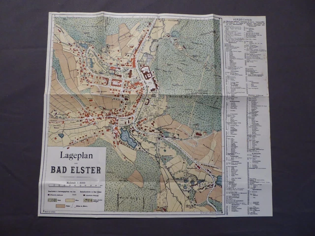 LANDKARTE, STADTPLAN, LAGEPLAN von Bad Elster, 1:5000, Carl Wirwahn ...