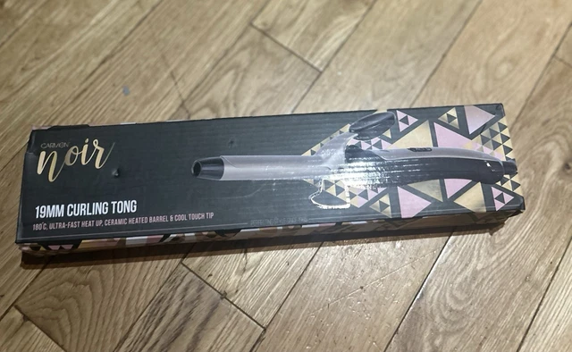 NOIR BY CARMEN C81050 19mm Hair Curling Tong Wand 180’c Ultra Fast Heat ...