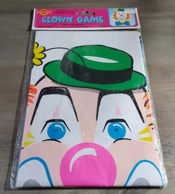 VINTAGE 1976 PIN The Nose On The Clown Party Game Birthday Beistle ...