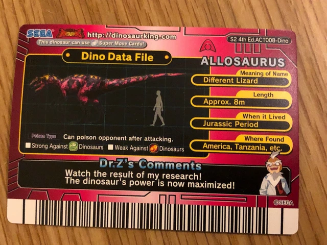 DINOSAUR KING CARD Super Alpha Allosaurus Series 2 4th Edition £25.00 ...