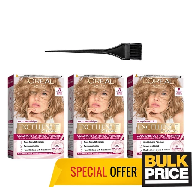 L'ORÉAL PARIS EXCELLENCE Creme 8 Light Blonde Hair Color 3-Pack £63.95 ...
