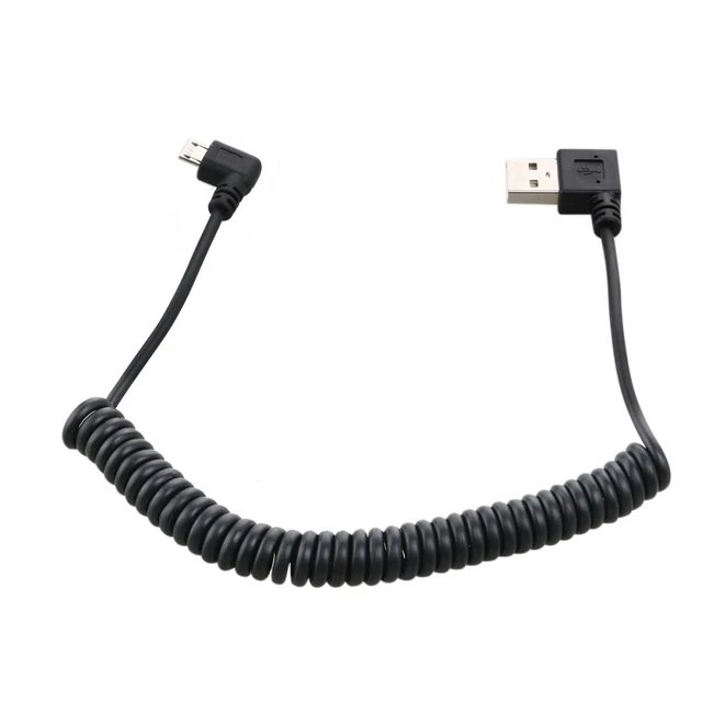 COILED CABLE MICRRO Usb Power Extension Lead Cord Micro Charging Spiral ...