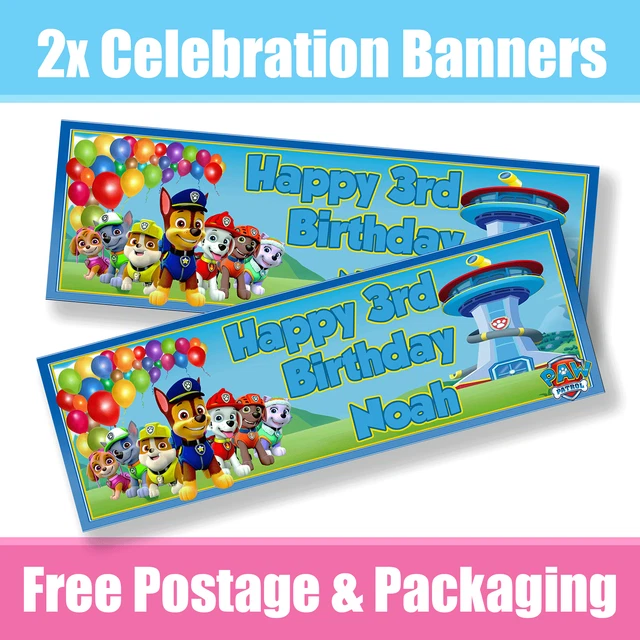 PERSONALISED PAW PAROL Banners Birthday / Celebration - Any Name & Age ...