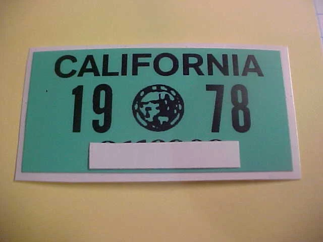 1978 CALIFORNIA LICENSE plate registration yom sticker $14.00 - PicClick
