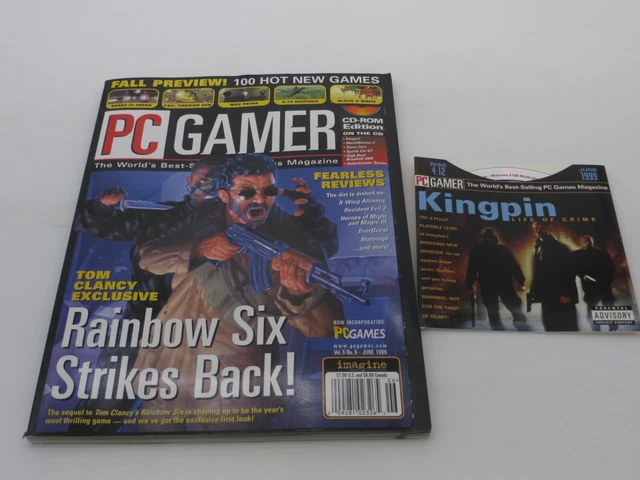 PC GAMER MAGAZINE June 1999 Disk MechWarrior 3 / Rollercoaster Tycoon ...