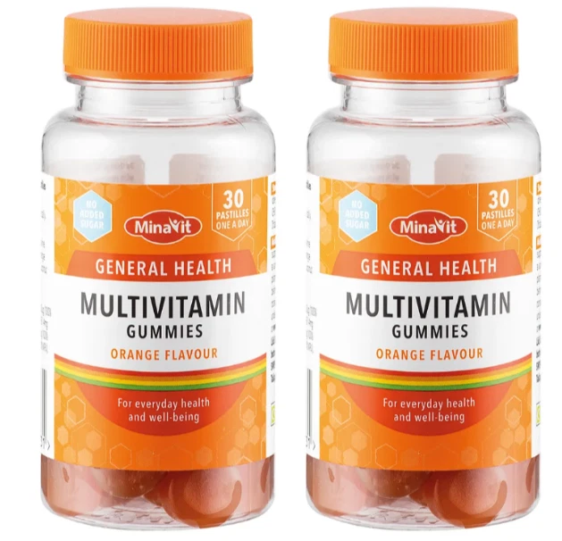 2 X MINAVIT Multivitamin Gummies Orange Flavour 30 Gummies Per Bottle £ ...