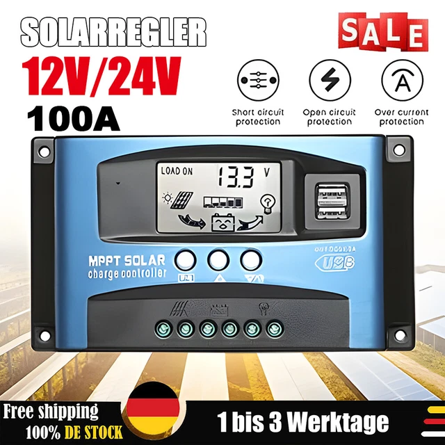 SMART SOLAR MPPT Laderegler 12V/24V 100A Bluetooth App Solarladeregler Dual USB EUR 37,92 ...