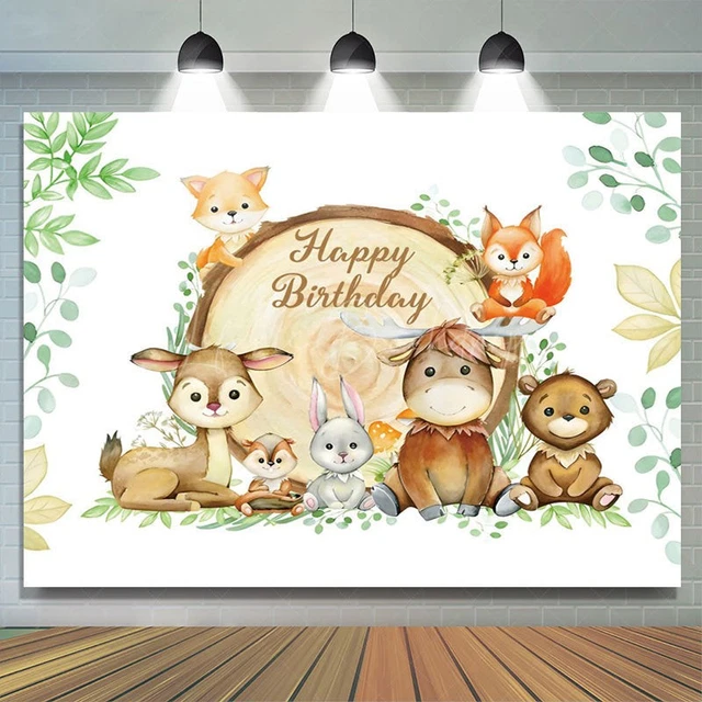 SAFARI WILD ANIMALS Green Birthday Party Backdrop $37.94 - PicClick AU