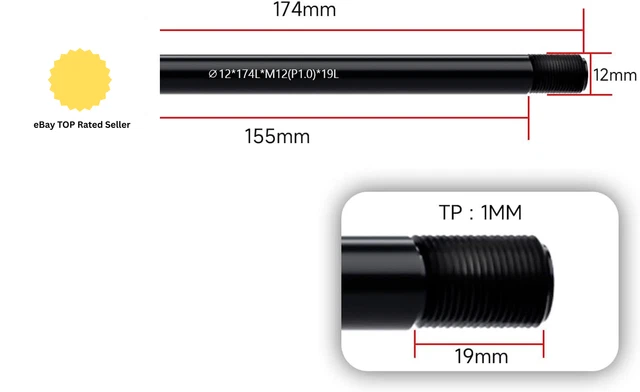 12 MM THRU Axles for Bicycle Forks and Rear Bicycle Frame, Mountain ...