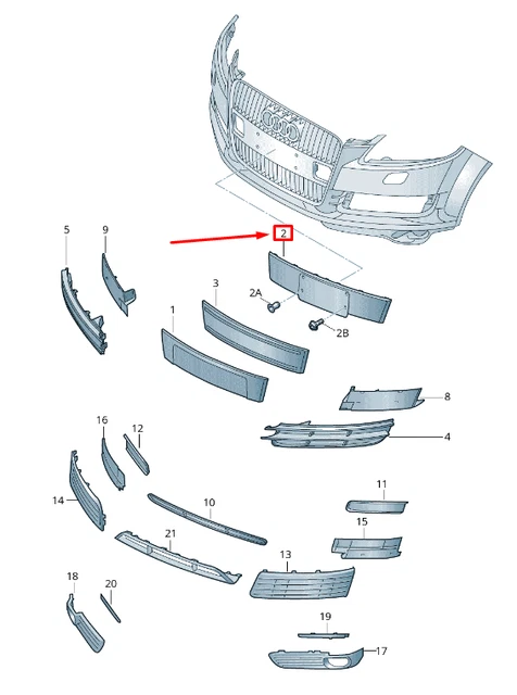 AUDI Q7 4L Poste De Plaque D'immatriculation Avant 4L0807285G3Fz ...
