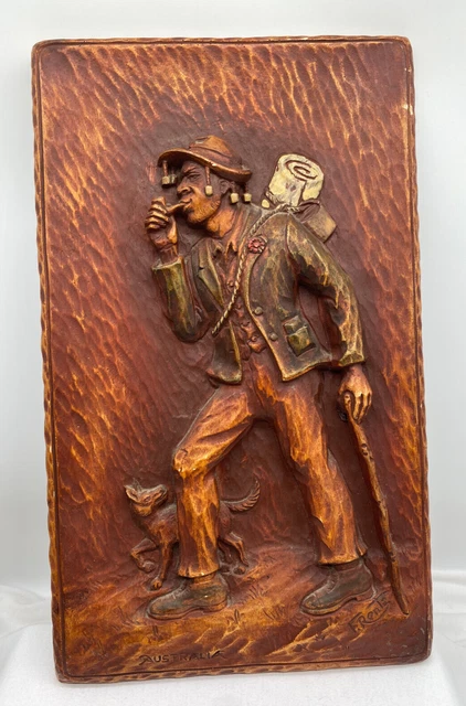 VINTAGE F. RENTZ Hand Carved Wood Raised Relief Original Art Work ...