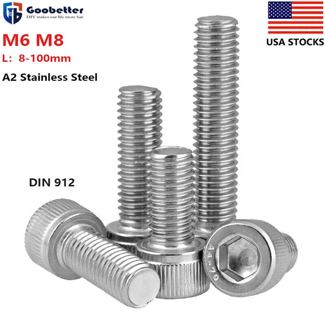 M6 M8 SOCKET Head Cap Screws Allen Bolt A2 Stainless Steel Coarse ...