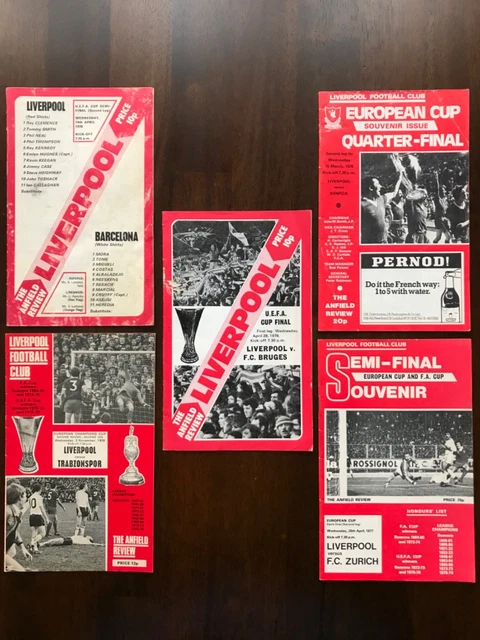 LIVERPOOL EUROPEAN FOOTBALL Programmes Vintage 1970s Bundle UEFA Final ...