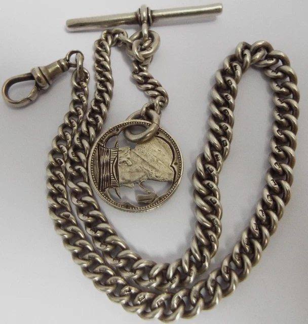 BELLE CONDIZIONI CATENA Orologio Albert Inglese Antico 1901 Argento ...