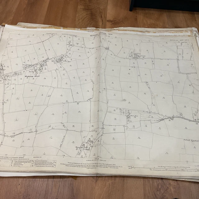 LARGE SCALE ANTIQUE Ordnance Map SUFFOLK - WETHERUP STREET Area 1904 £ ...