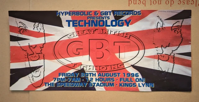 RAVE FLYER TECHNOLOGY Gbt 30/08/1996 @ The Speedway Stadium Kings Lynn EUR 2,90 - PicClick FR